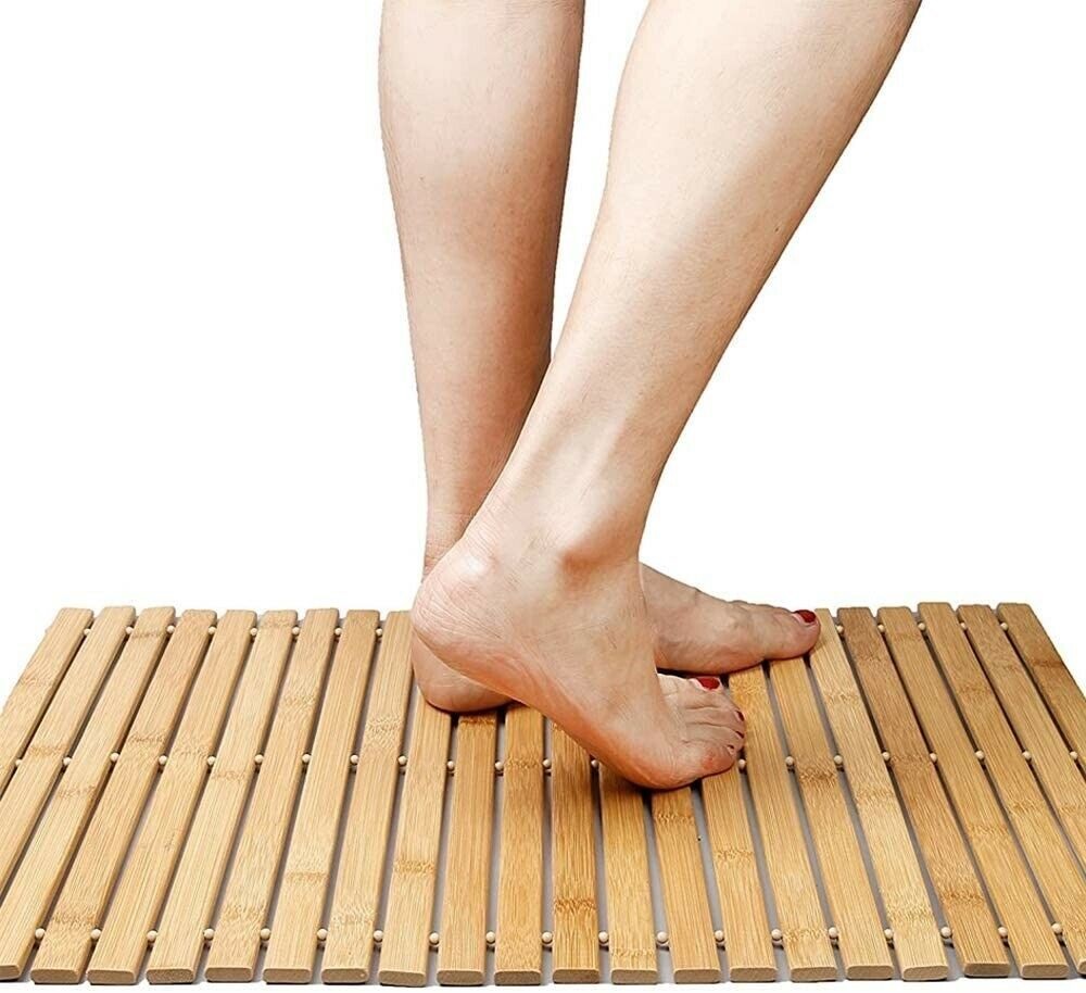 Foldable Bamboo Wood Mat Non Slip Mat Kitchen Bath Bedroom